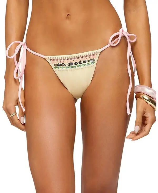 EDIKTED Tarah Beaded String Bikini Bottom
