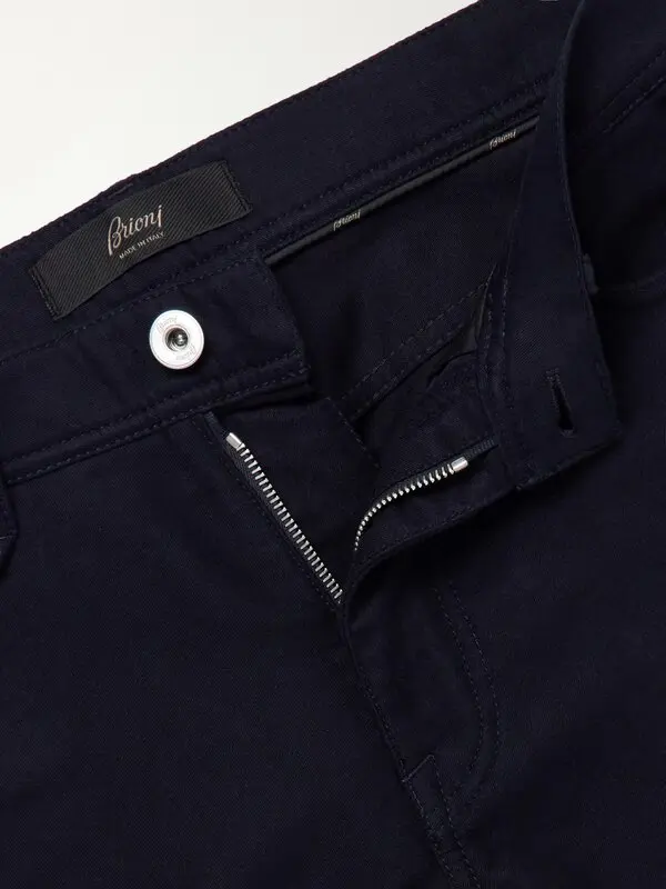 Brioni Straight-leg Cotton-moleskin Trousers