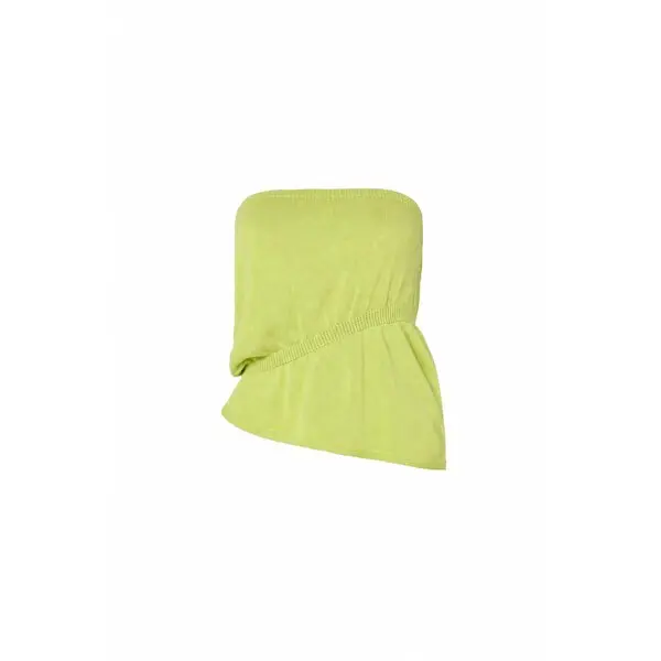 PAR Y ESCALA Ruched Strapless Lime Top-skirt