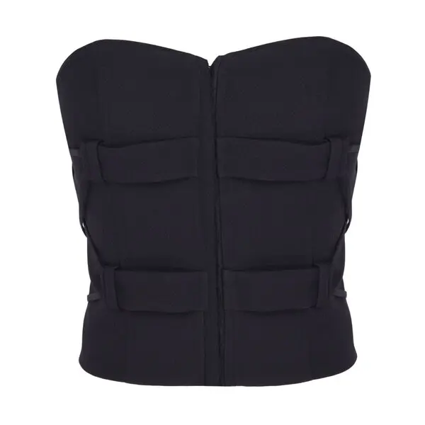 IN.K II Belt Detailed Fitted Bustier Top - Black