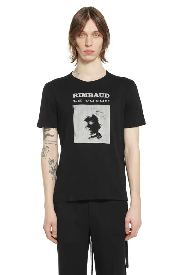 ANN DEMEULEMEESTER Baptist Standard Fit T-shirt With Le Voyou Print - Black