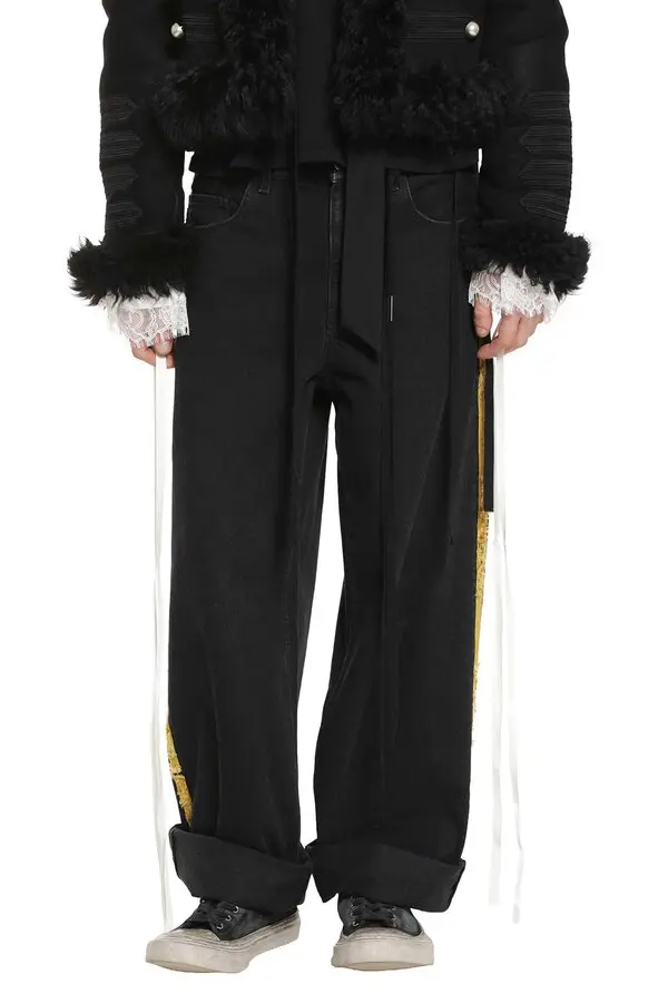 ANN DEMEULEMEESTER Hanno 5 Pockets Straight Leg Loose Trousers - Black