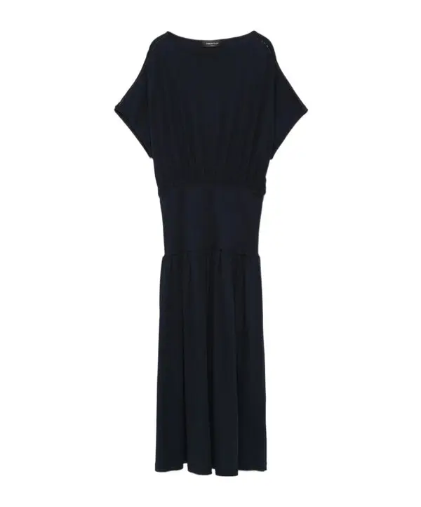 Fabiana Filippi Elasticated Band Crewneck Midi Dress - Black