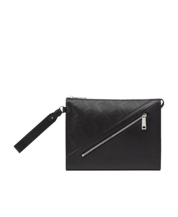 Fendi Shadow Diagonal Zipped Clutch Bag