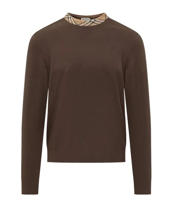 Burberry Check-trim Long Sleeve T-shirt - Brown
