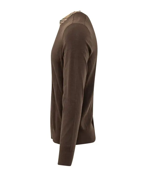 Burberry Check-trim Long Sleeve T-shirt - Brown