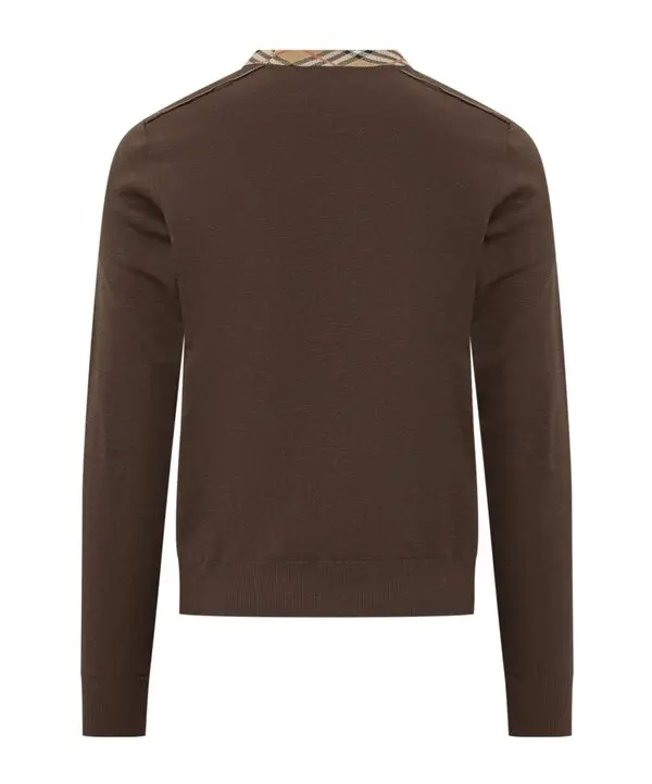 Burberry Check-trim Long Sleeve T-shirt - Brown
