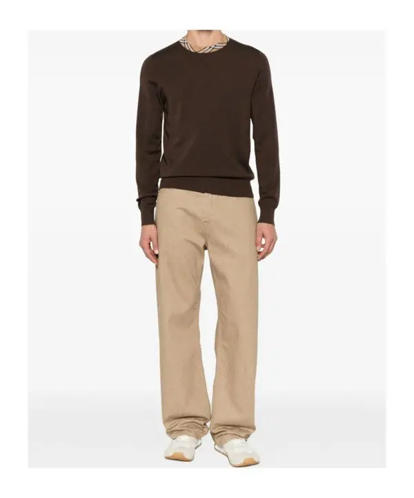 Burberry Check-trim Long Sleeve T-shirt - Brown