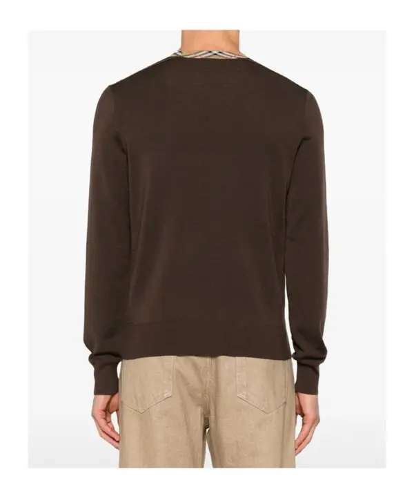 Burberry Check-trim Long Sleeve T-shirt - Brown