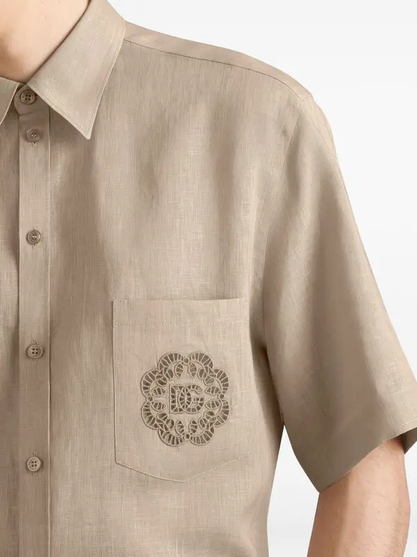 Dolce & Gabbana Portofino Shirt In Linen - Beige