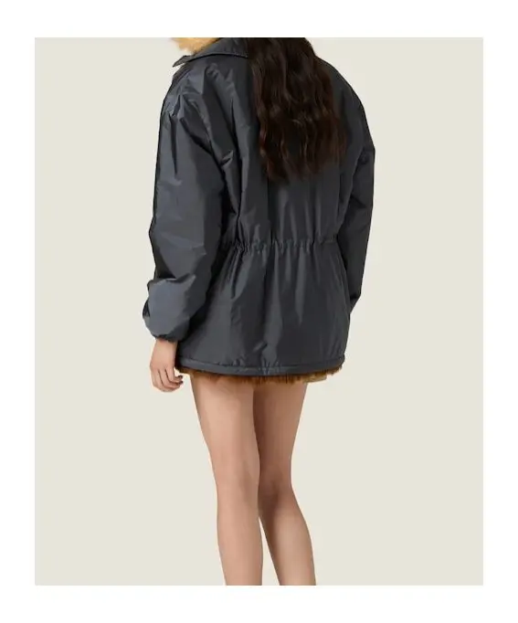Miu Miu Technical Fabric And Shearling Blouson Jacket