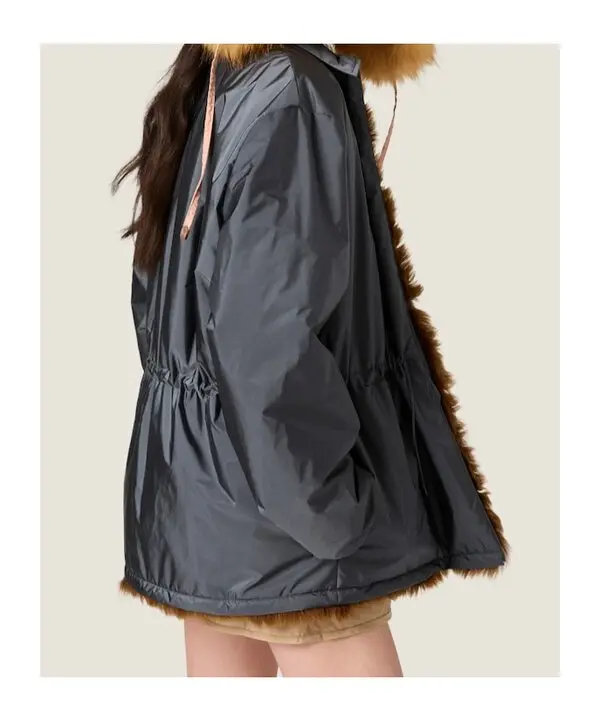 Miu Miu Technical Fabric And Shearling Blouson Jacket