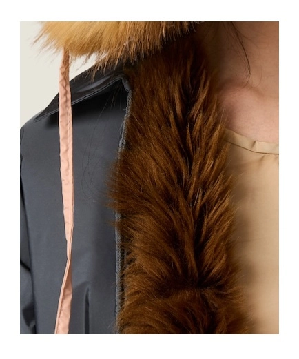 Miu Miu Technical Fabric And Shearling Blouson Jacket