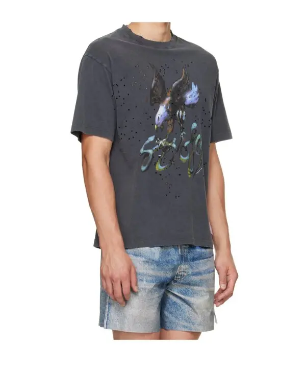 Satisfy Printed Short-sleeved T-shirt - Make Old Black