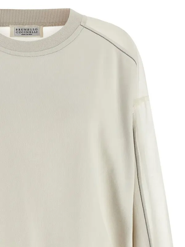 Brunello Cucinelli Long Sleeve Crewneck Sweatshirt - White
