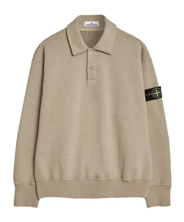 Stone Island Long-sleeve Polo-collar Sweatshirt - Brown