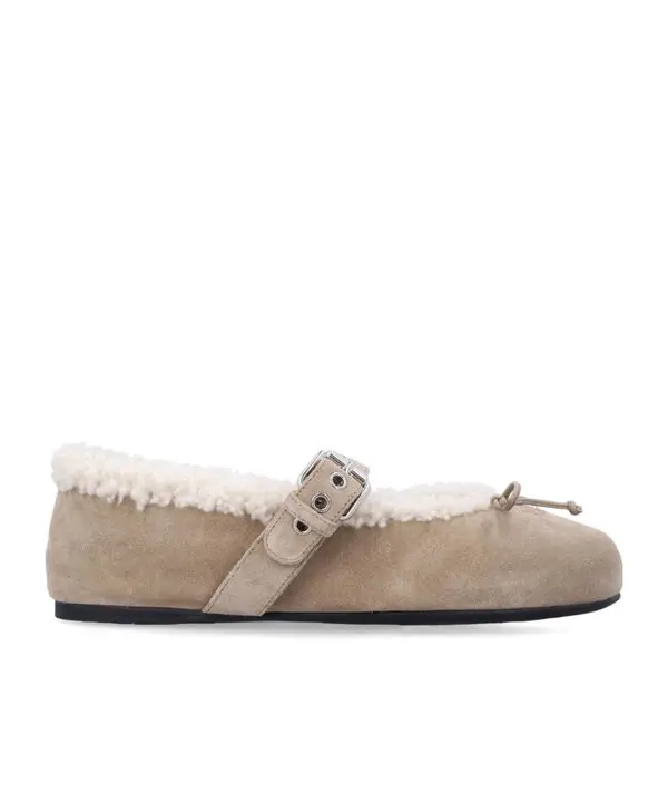 Miu Miu Suede Shearling Ballerinas