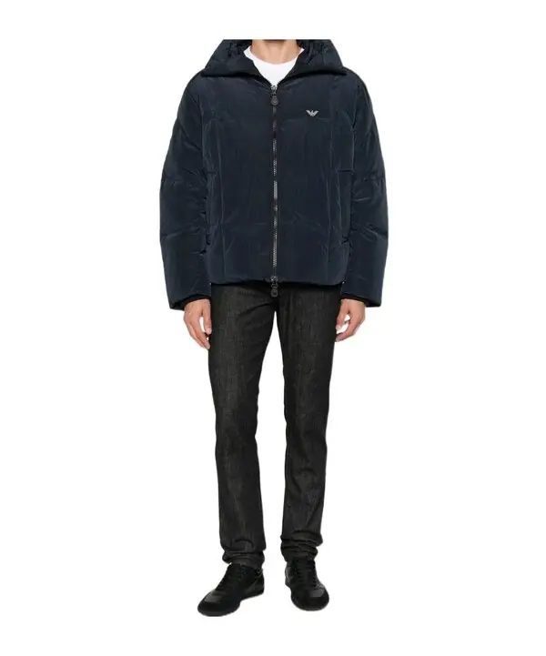 Emporio Armani Logo-plaque Hooded Jacket - Navy Blue
