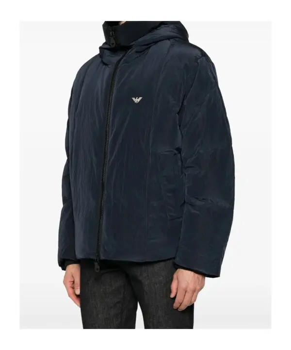 Emporio Armani Logo-plaque Hooded Jacket - Navy Blue