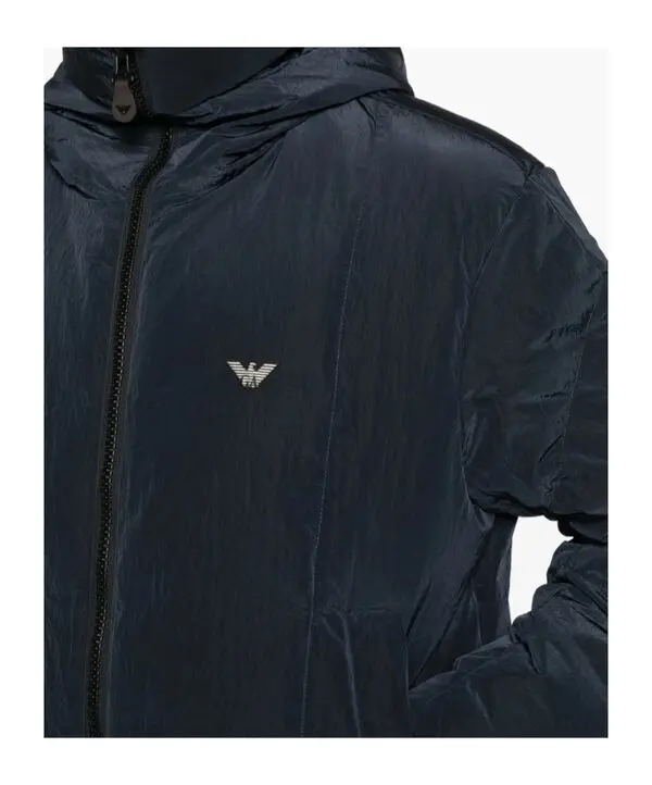 Emporio Armani Logo-plaque Hooded Jacket - Navy Blue