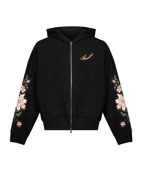 Amiri Floral-embroidered Zipped Long Sleeved Hoodie