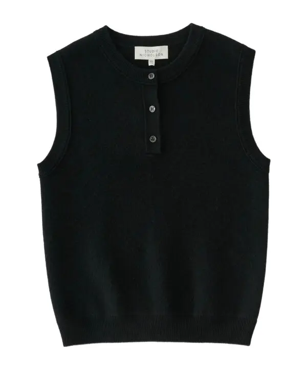 Studio Nicholson Aurel Half-placket Vest - Black