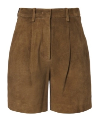 JOSEPH Suze Pleated Suede Shorts - Brown