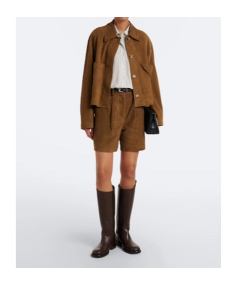 JOSEPH Suze Pleated Suede Shorts