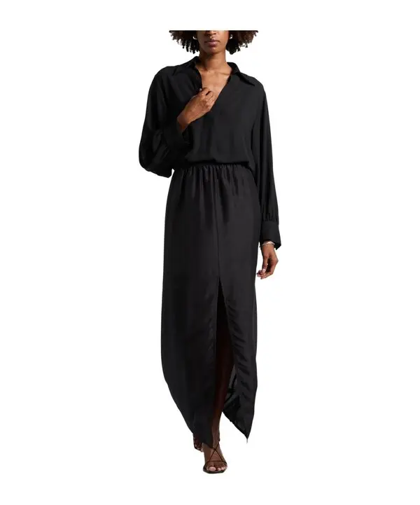 MAISON MARGIELA Solid Satin Midi Skirt - Black