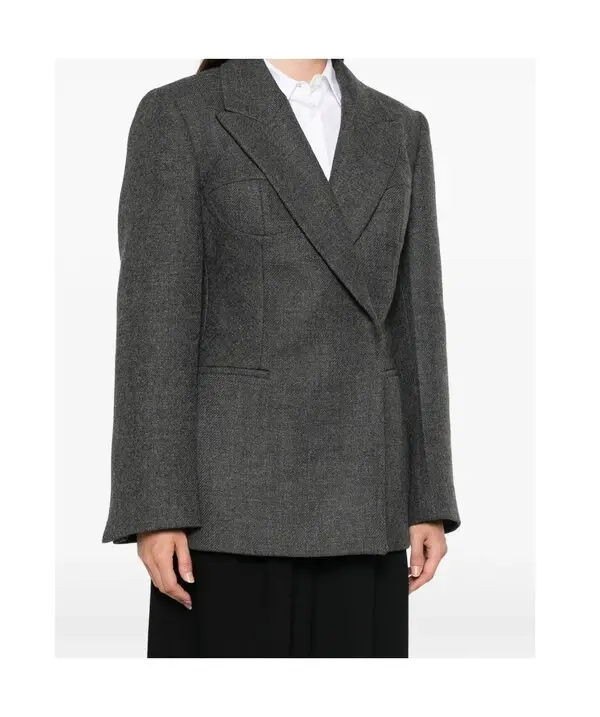 RÓHE Cup Detailed Blazer - Dark Gray