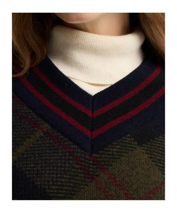 Barbour V-neck Striped Knit Sweater