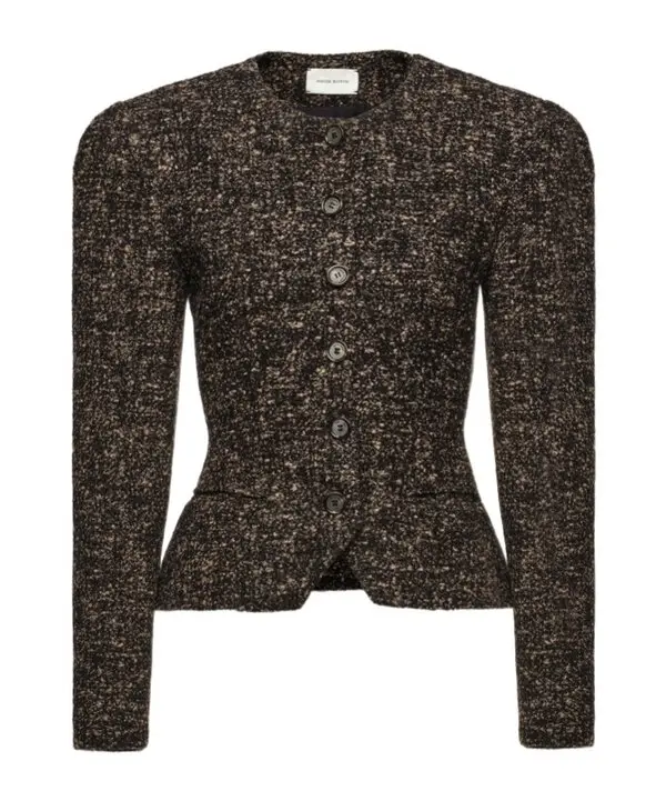 Magda Butrym Fitted Boucle Peplum Blazer - Brown