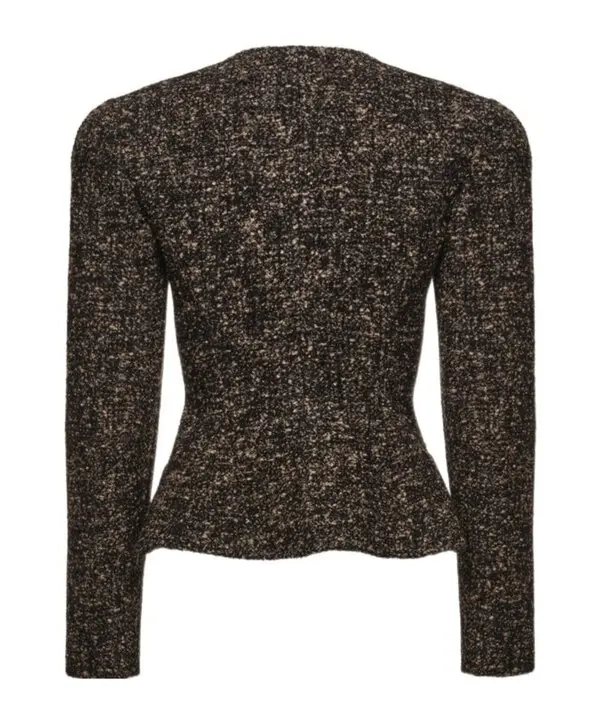 Magda Butrym Fitted Boucle Peplum Blazer - Brown