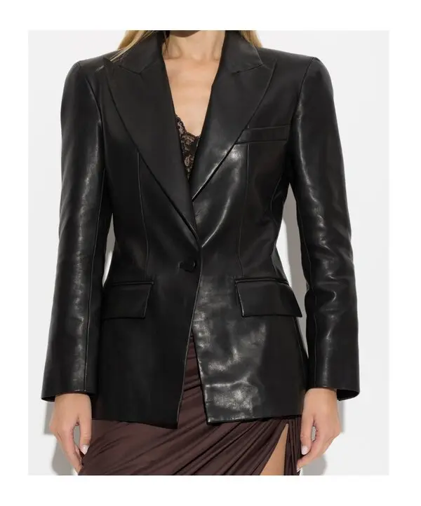 Balmain Long-sleeve Leather Jacket