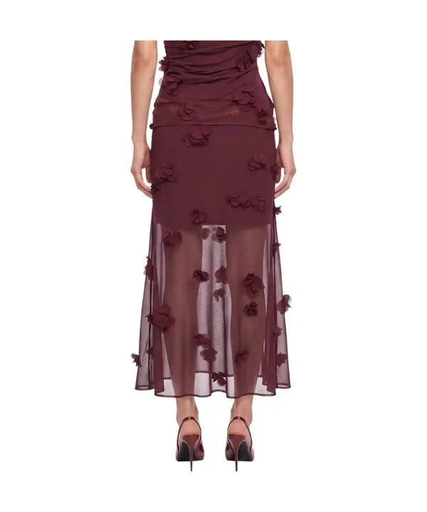 Simkhai Cora Floral Detailed Skirt - Wine Red