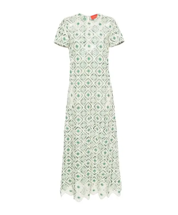 La DoubleJ Swing Macramé Maxi Dress - White
