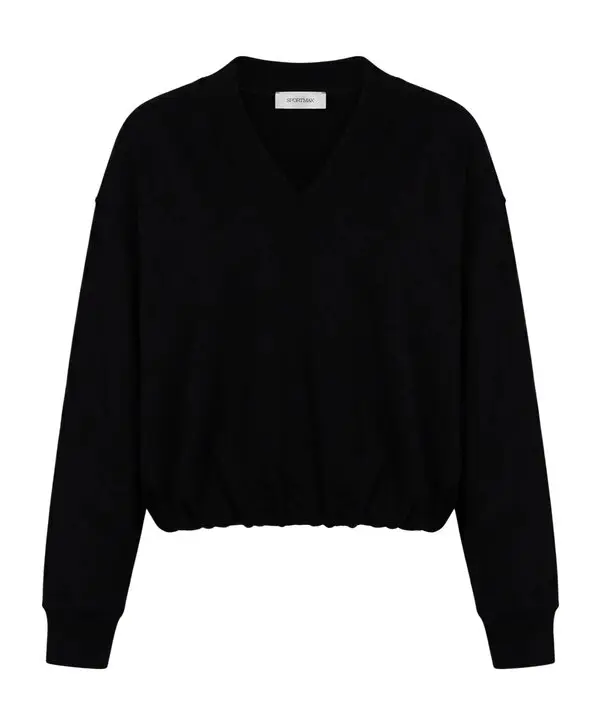 Sportmax Solid-color V-neck Long-sleeve Sweatshirt - Black