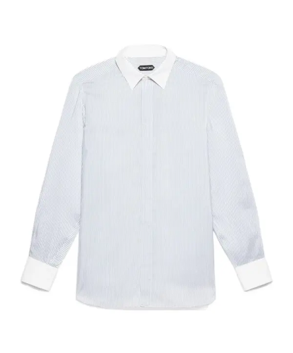 TOM FORD Silk Ladder Stripe Fluid Fit Shirt - No