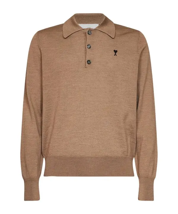 AMI Paris De Coeur Long-sleeve Polo Shirt