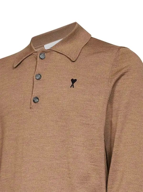 AMI Paris De Coeur Long-sleeve Polo Shirt