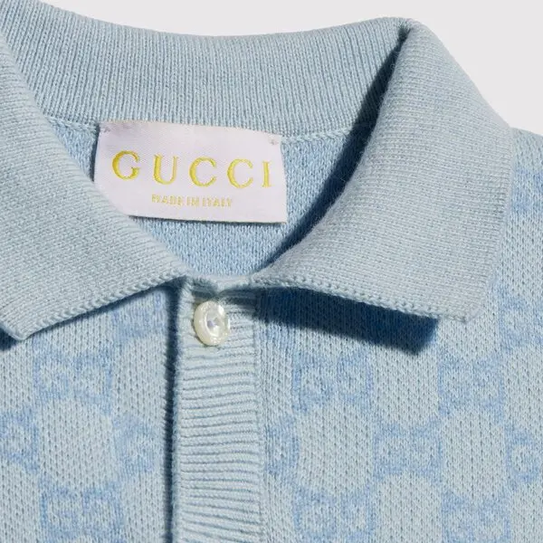 Gucci Gg Monogram Knitted Sleepsuit - Light Blue
