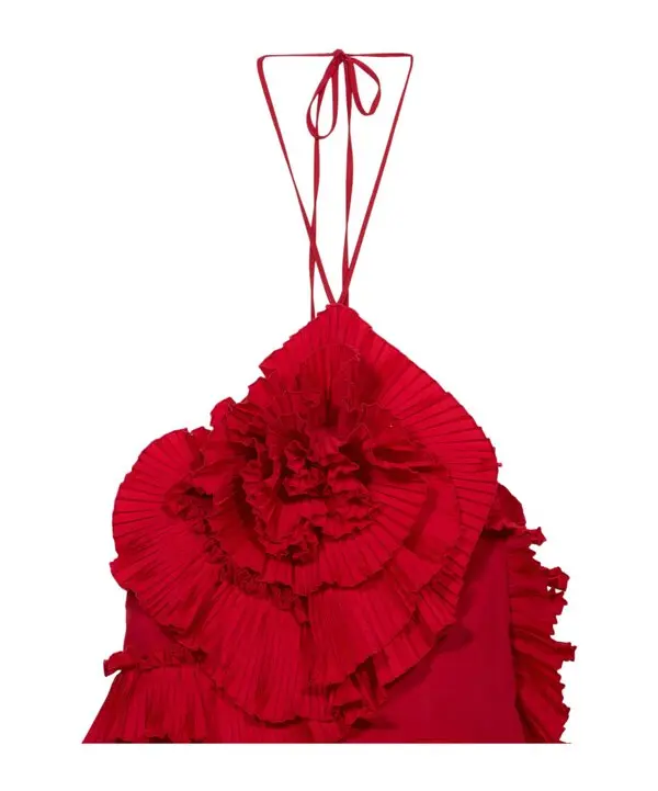 Blumarine Taffeta Dress With 3d Roses