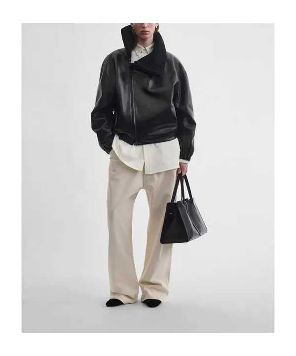 Phoebe Philo Ribbed-collar Leather Jacket