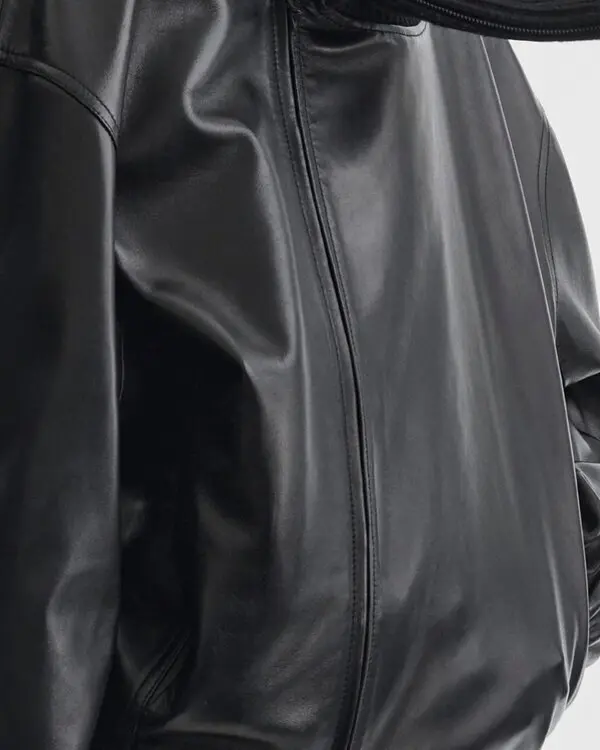 Phoebe Philo Ribbed-collar Leather Jacket