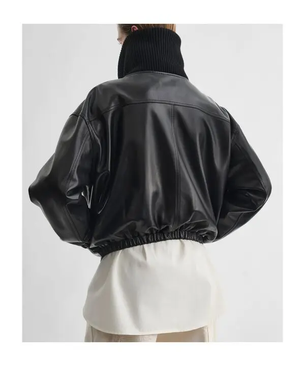 Phoebe Philo Ribbed-collar Leather Jacket