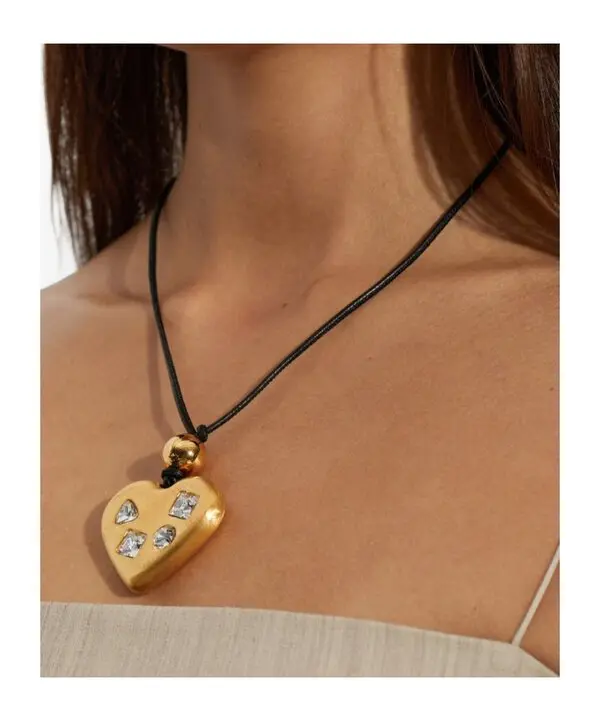 Jacquemus Crystal Heart Pendant Necklace