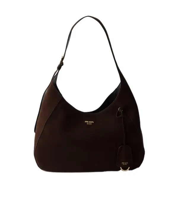 Prada Large Suede Bag - Dark Brown
