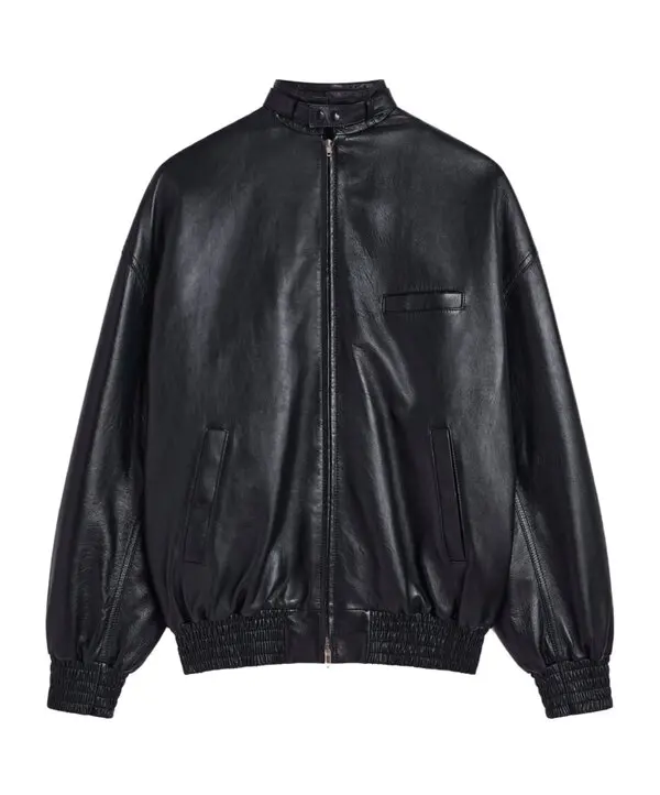 Phoebe Philo Aviator Leather Jacket - Ink Black