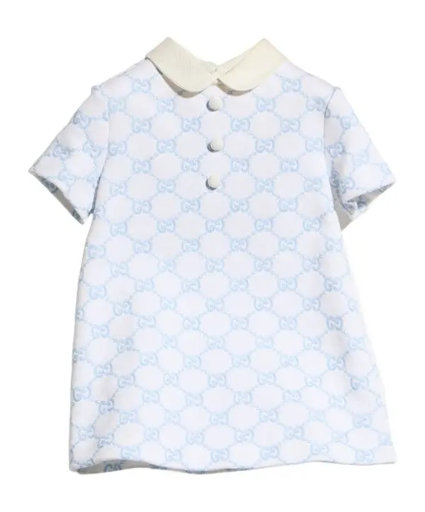 Gucci Baby Embroidered Cotton Jersey Dress - Ivory/light Blue