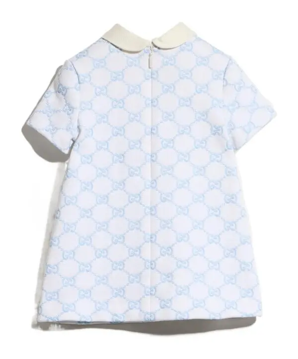 Gucci Baby Embroidered Cotton Jersey Dress - Ivory/light Blue